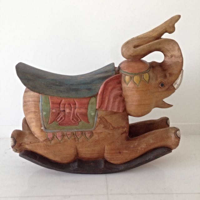 Thai Solid Wood Rocking Elephant, Hobbies & Toys, Memorabilia ...