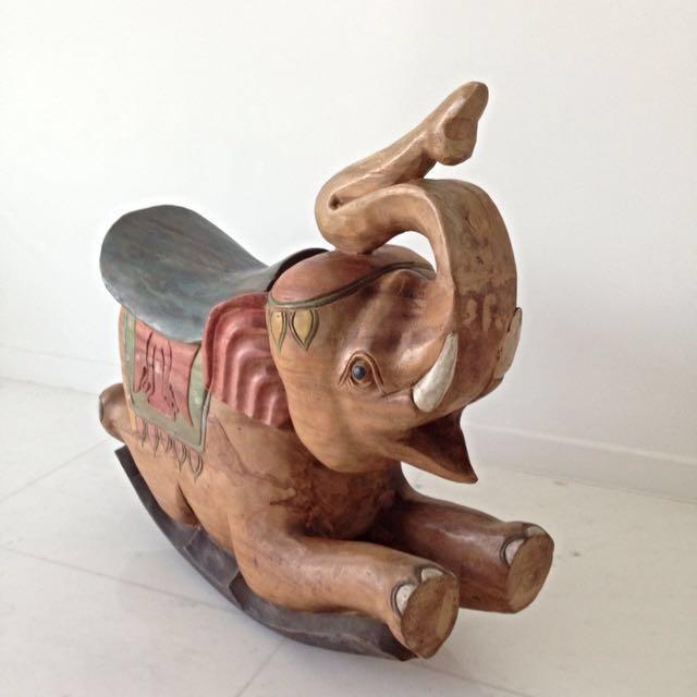 Thai Solid Wood Rocking Elephant, Hobbies & Toys, Memorabilia ...