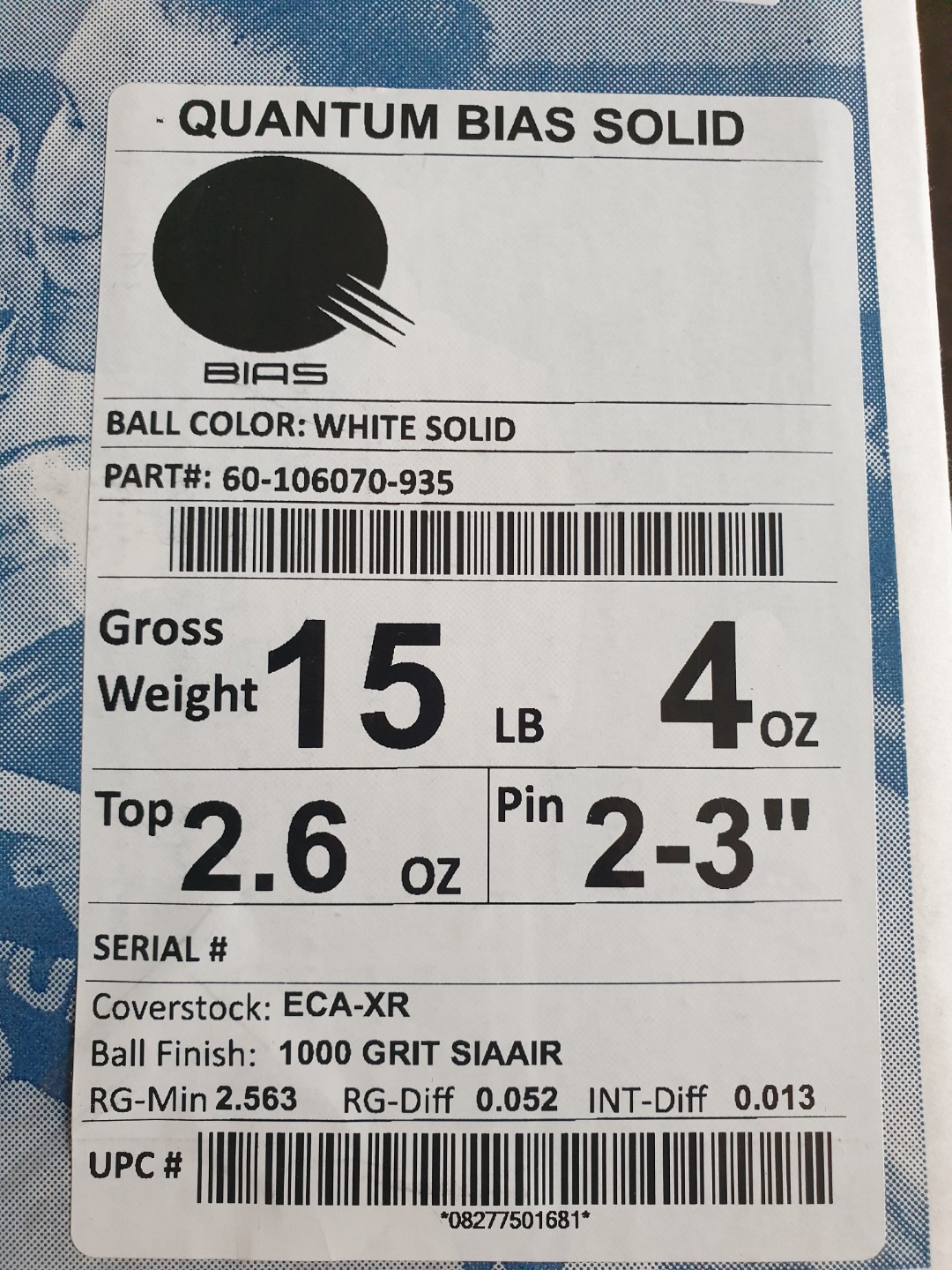 Brunswick Quantum Bias bowling ball white, Sports Equipment, Sports ...