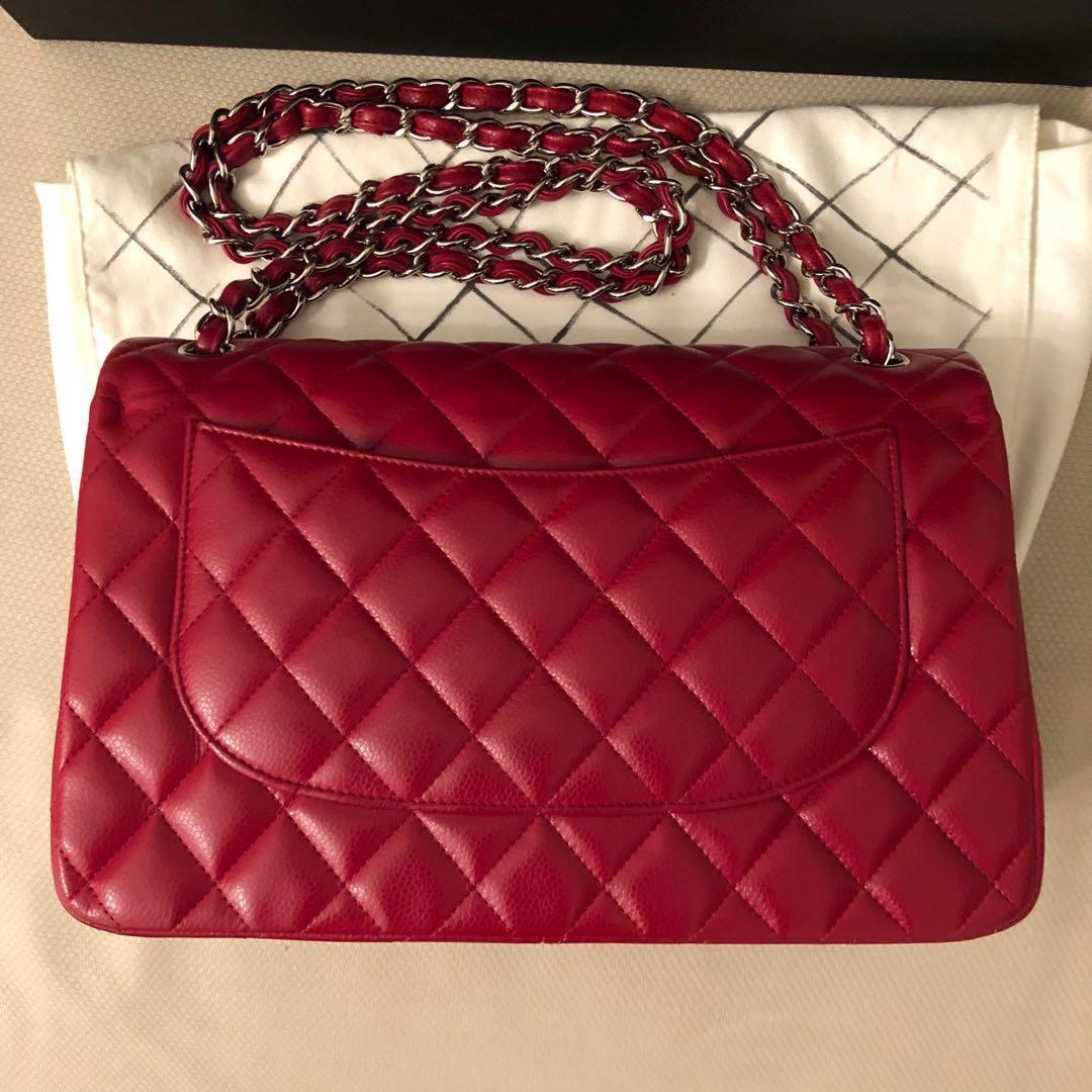Chanel 12A Red Caviar Jumbo SHW, Luxury, Bags & Wallets on Carousell