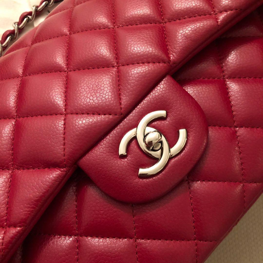 Chanel 12A Red Caviar Jumbo SHW, Luxury, Bags & Wallets on Carousell