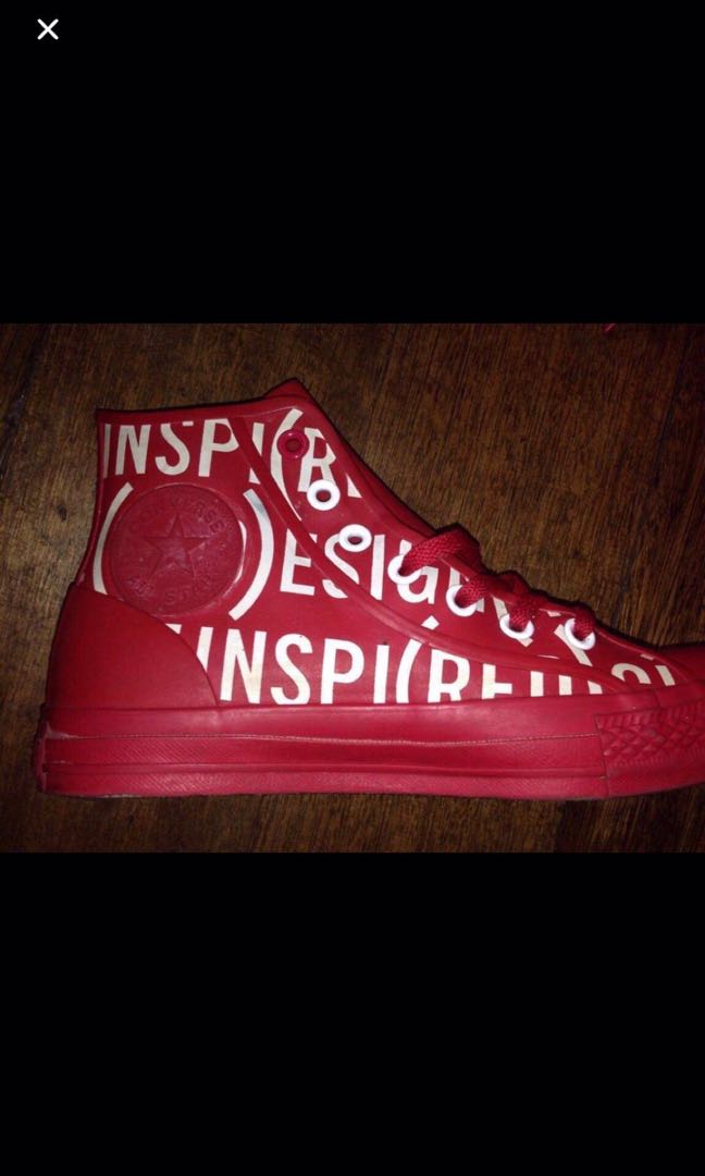 Converse Red hi cut rubber shoes, Women's Fashion, Footwear, Sneakers ...