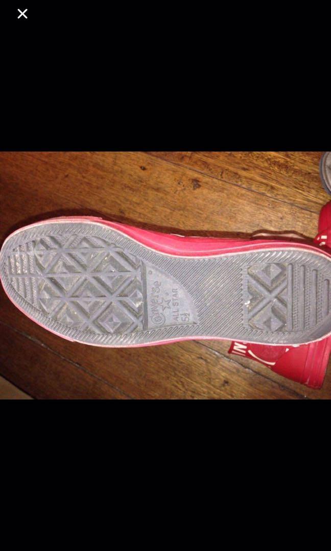 Converse Red hi cut rubber shoes, Women's Fashion, Footwear, Sneakers ...