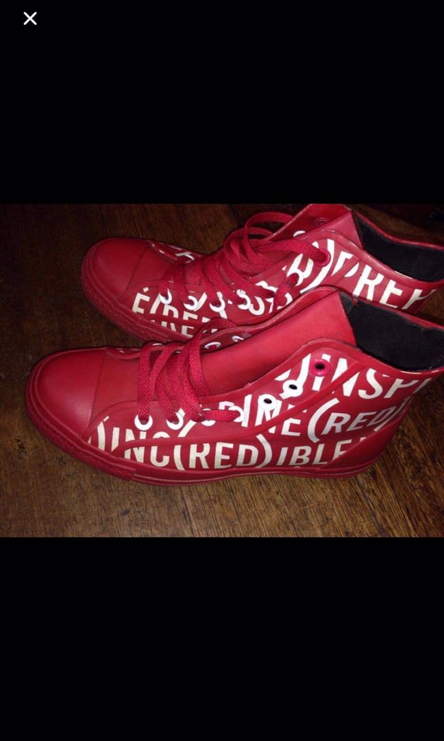 Converse Red hi cut rubber shoes, Women's Fashion, Footwear, Sneakers ...