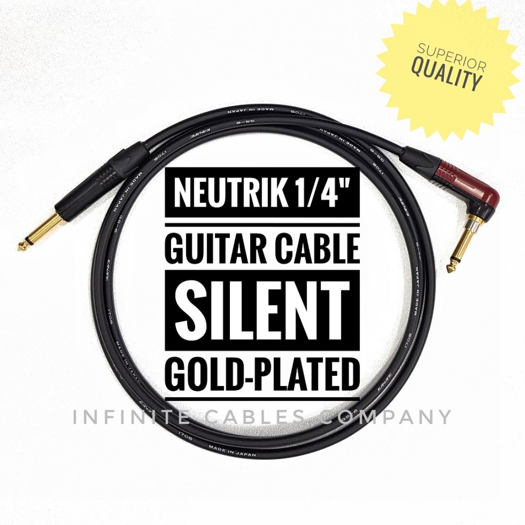 HIGH QUALITY GUITAR CABLE - NEUTRIK TS 1/4 SILENT PLUG WITH CANARE GS-6 ...