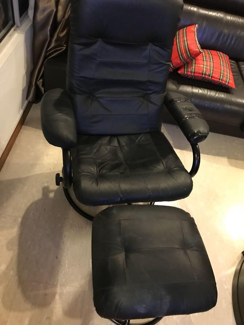 Reading & TV chair with stool., Furniture & Home Living, Furniture ...