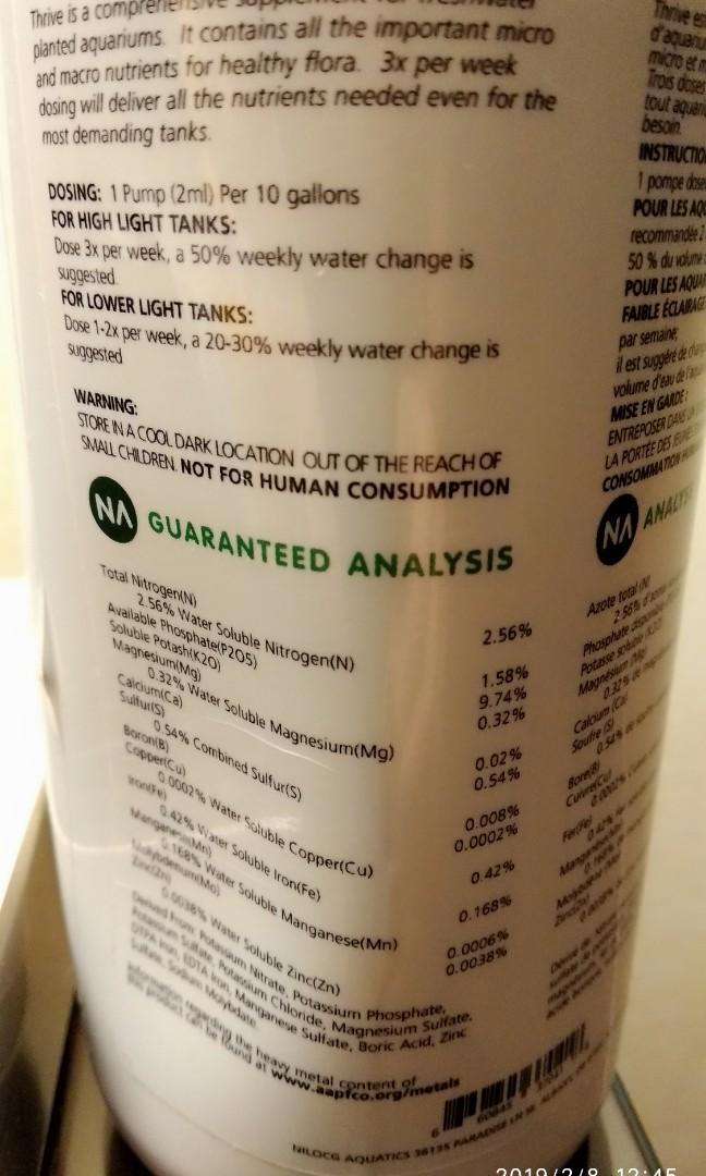 NilocG Aquatics Thrive All In One Planted Tank Fertilizer, Pet Supplies, Homes & Other Pet ...