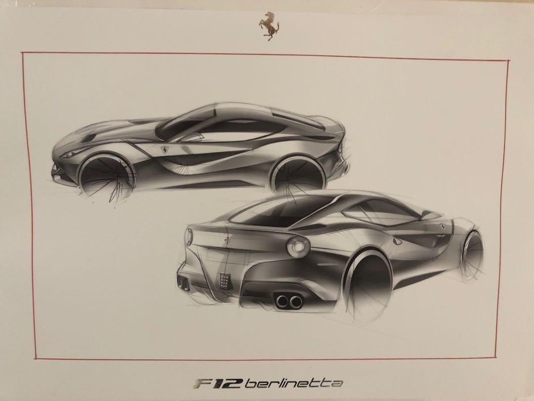 Original Ferrari Hand-drawn prints x3, Hobbies & Toys, Stationery ...
