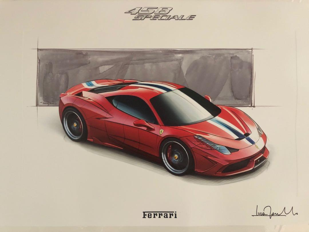 Original Ferrari Hand-drawn prints x3, Hobbies & Toys, Stationery ...