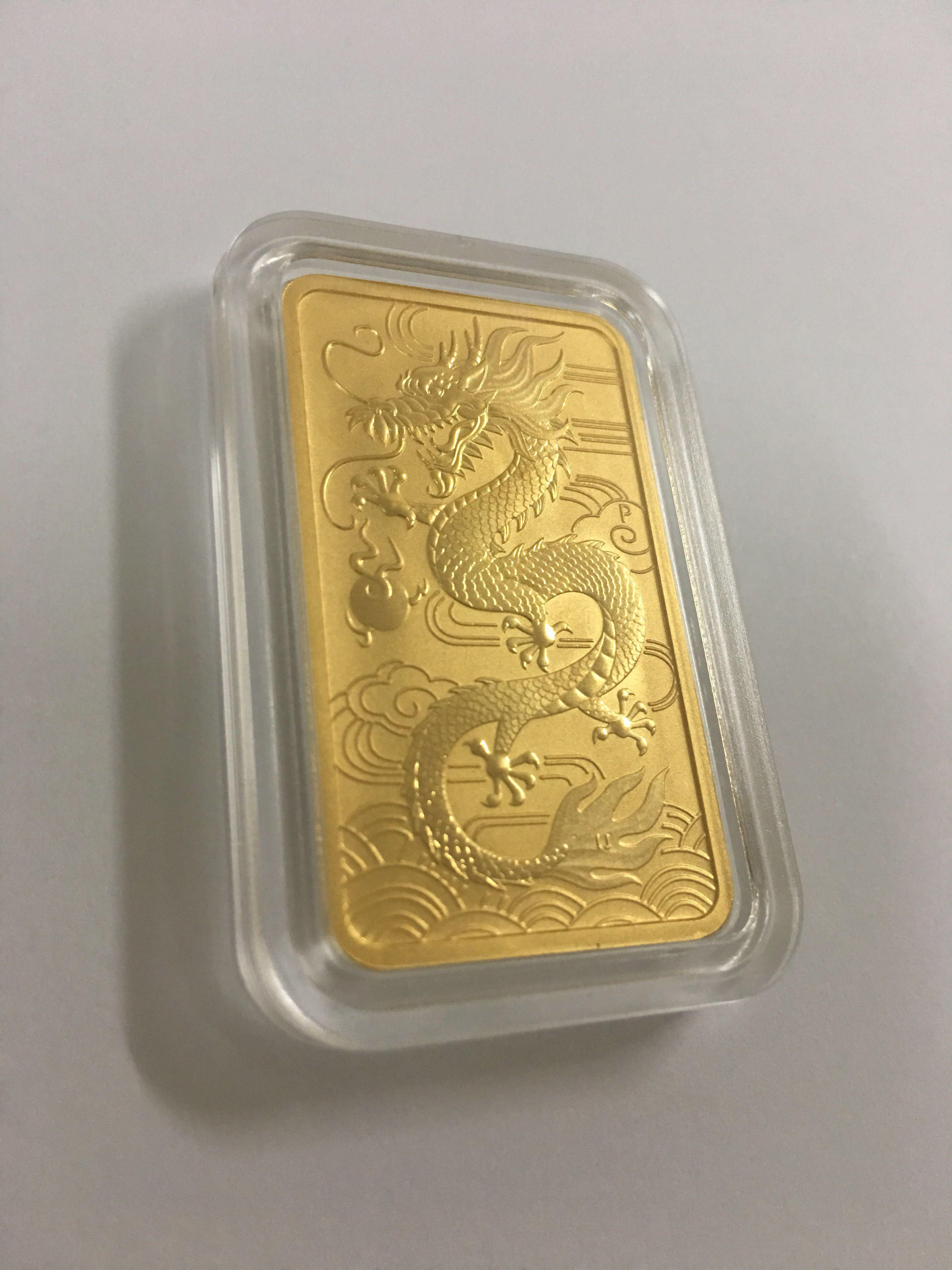 Perth Mint Rectangular Dragon 1 oz Gold Coin $100 2018, Hobbies & Toys ...