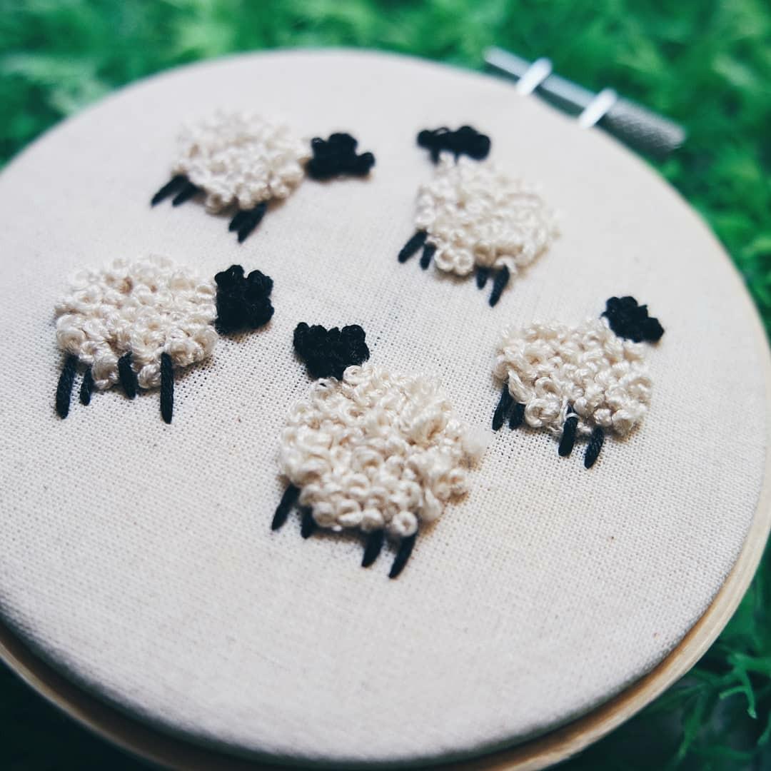 Sheep embroidery, Hobbies & Toys, Stationery & Craft, Handmade Craft on ...
