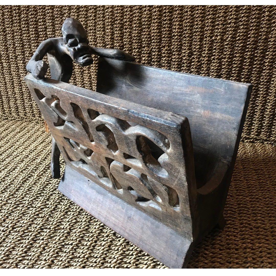 Wood-Craving Magazine Rack, Furniture & Home Living, Furniture, Shelves ...