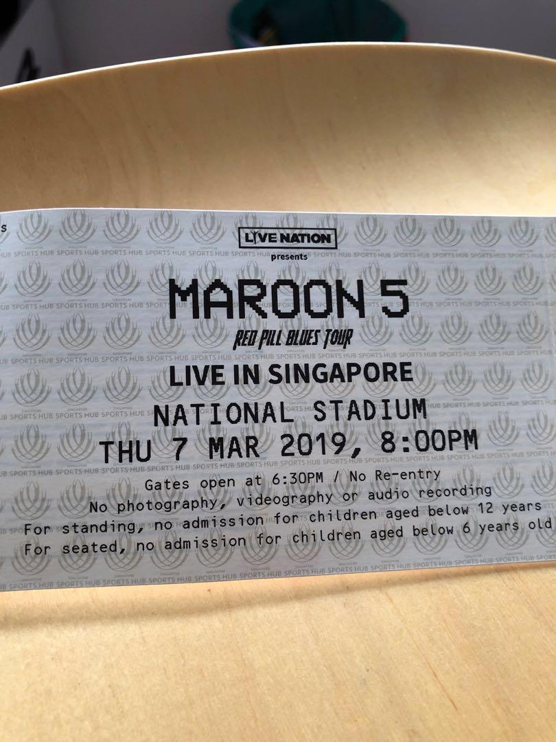 Maroon 5 Concert Tickets Live in Singapore (Selling as Pairs), Tickets ...