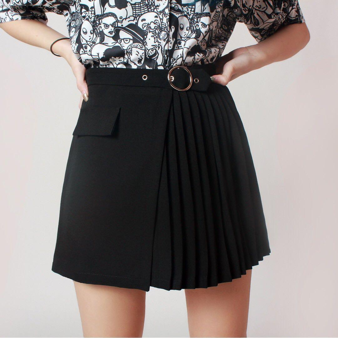 Pleated Panel Skirt , Women's Fashion, Bottoms, Skirts on Carousell