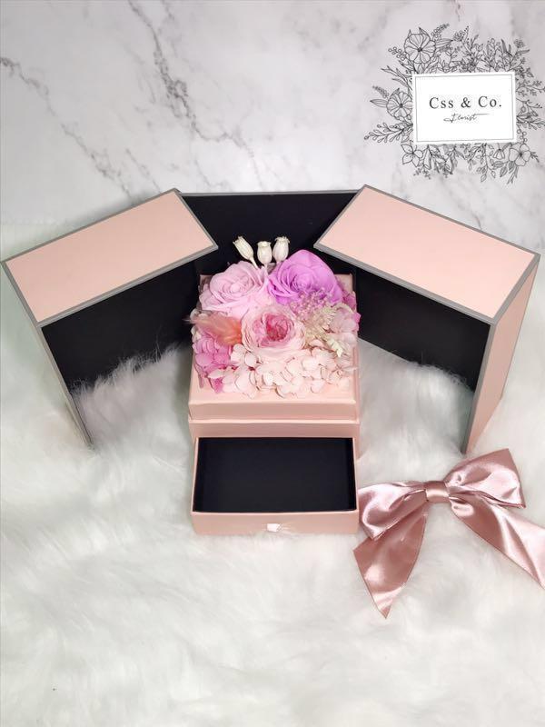 Flower box/ preserved rose/ preserved flower box, Furniture & Home ...