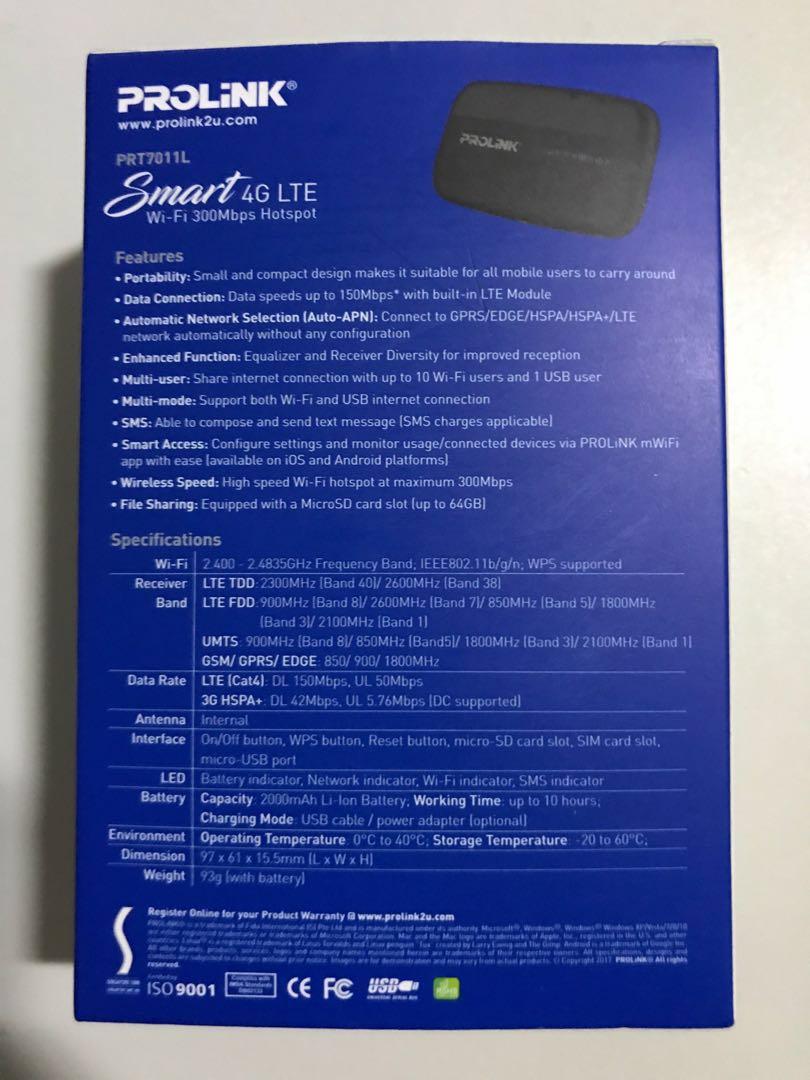 PROLINK PRT7011L Smart 4G LTE Portable Wifi Hotspot, Mobile Phones ...