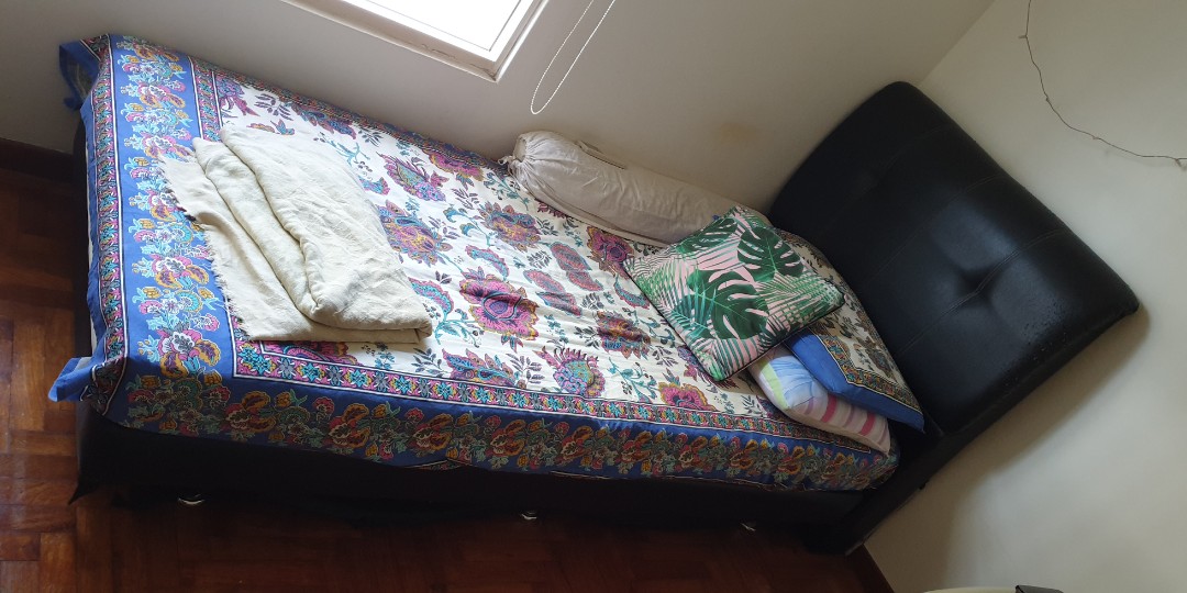 Used single bed frame and mattress (FOC), Furniture & Home Living ...