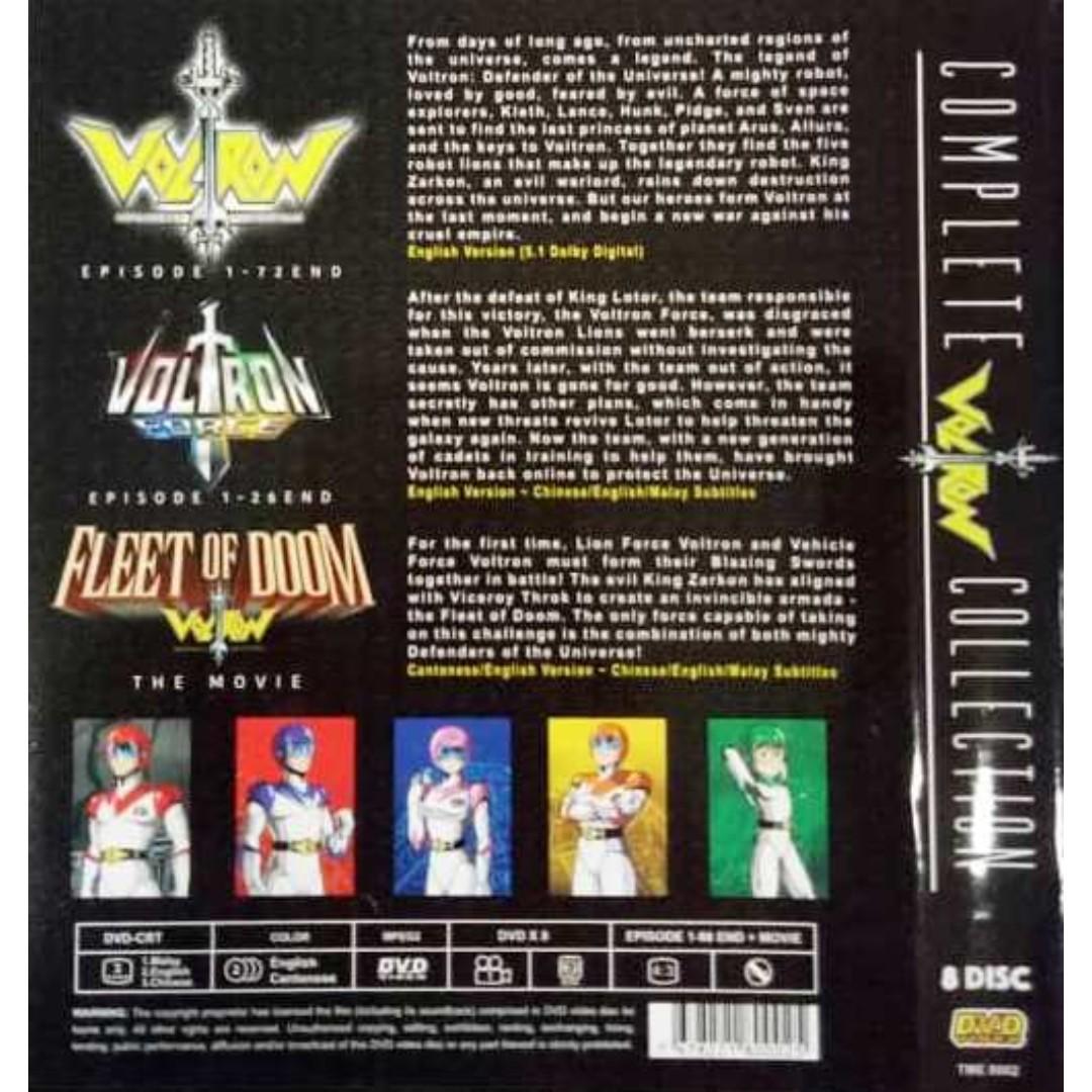 Voltron Defender of The Universe Season 1-2 + Fleet of Doom The Movie ...