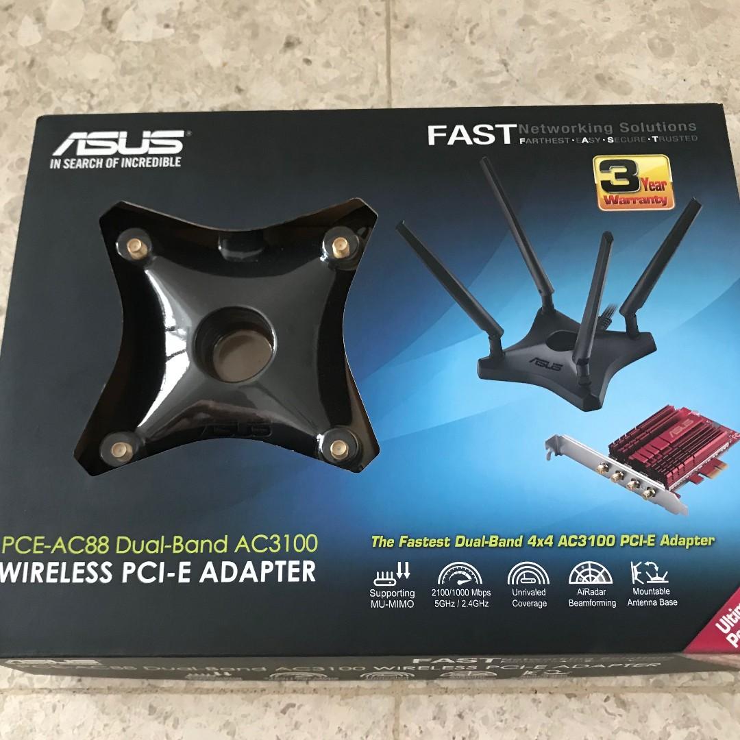 ASUS PCE-AC88 4x4 Wireless AC3100 PCIe Adapter, Computers & Tech, Parts ...