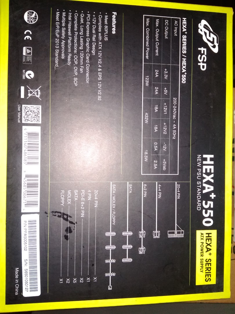 FSP Hexa +550 power supply, Computers & Tech, Parts & Accessories ...