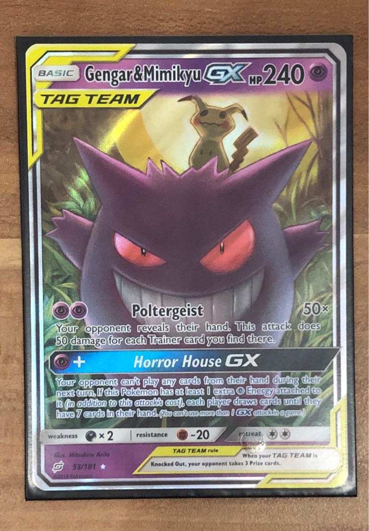 Gengar & Mimikyu GX (53/181) - Team Up series, Hobbies & Toys, Toys & Games on Carousell