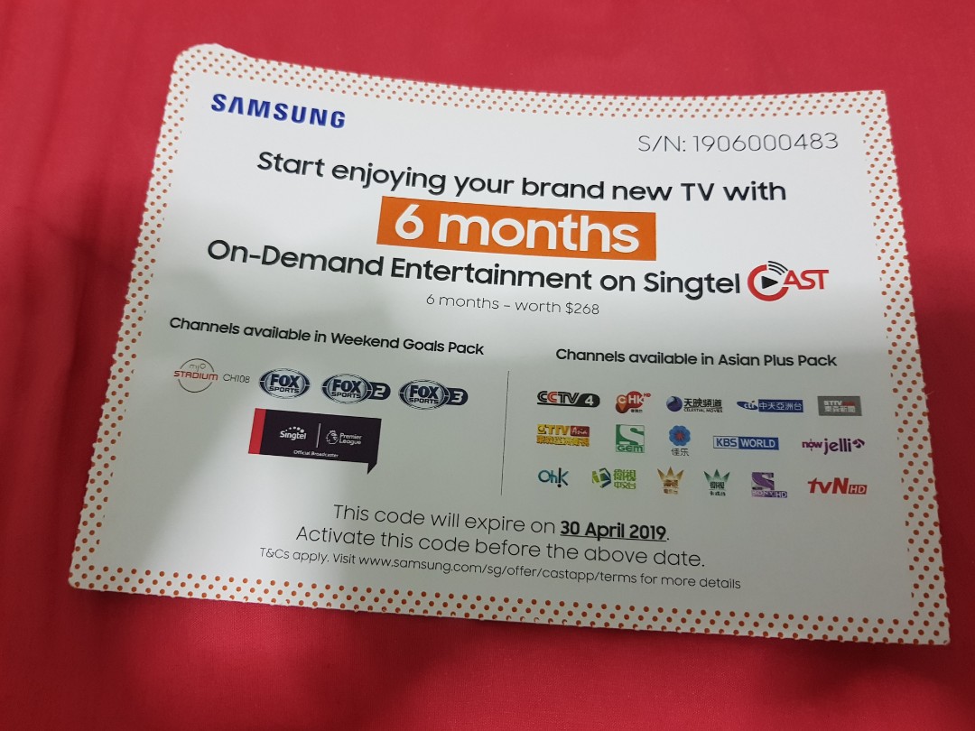 Singtel Cast Voucher, Tickets & Vouchers, Vouchers on Carousell