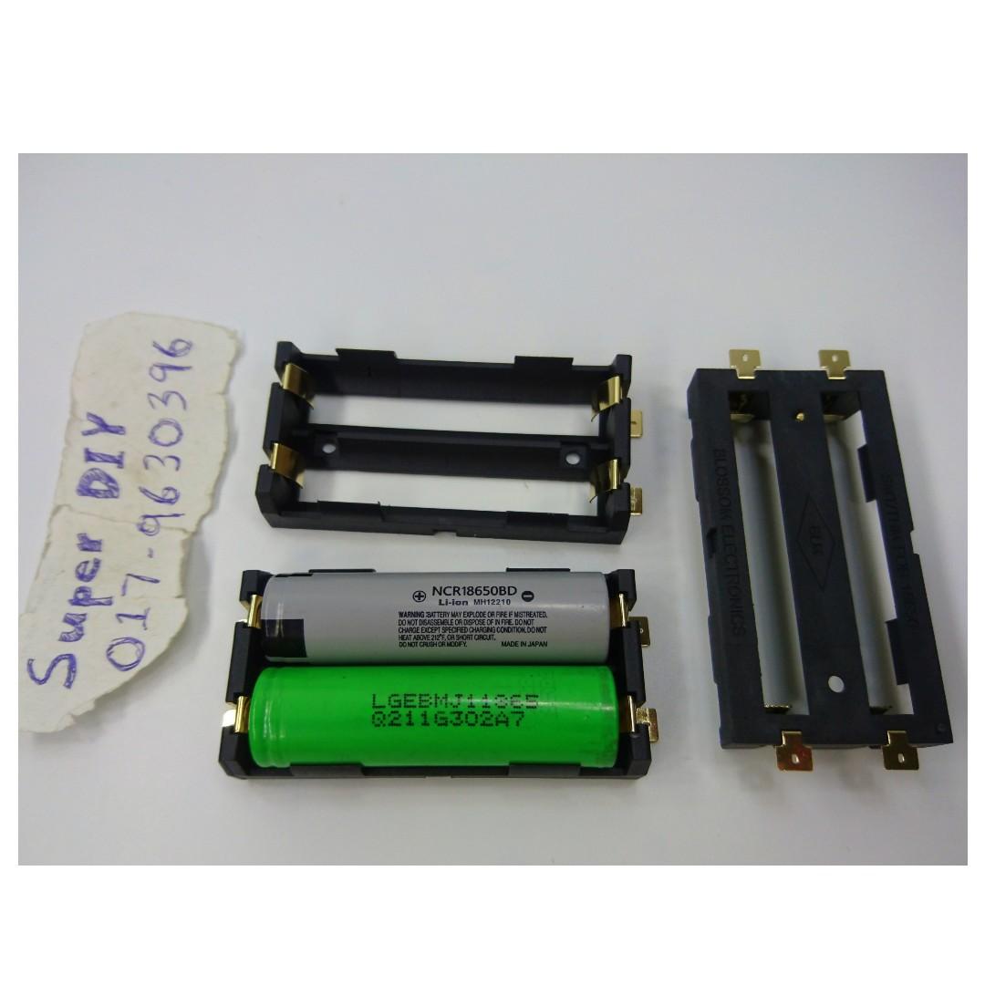 SMD SMT 18650 Rechargeable Li-Ion Battery 2 Slot Holder Box Case Gold ...