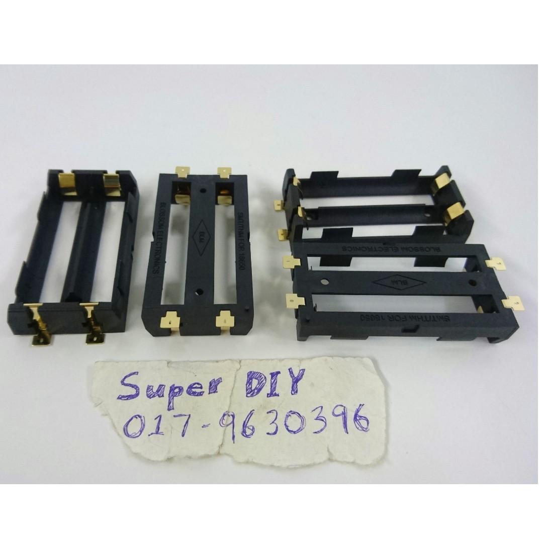 SMD SMT 18650 Rechargeable Li-Ion Battery 2 Slot Holder Box Case Gold ...