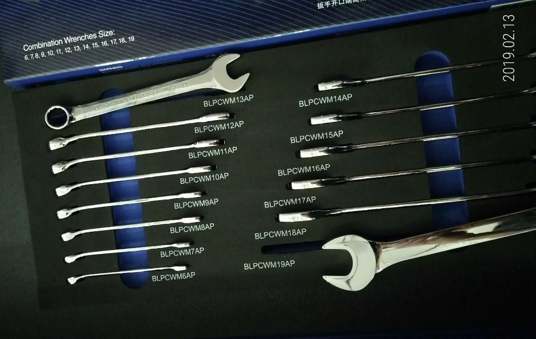 航太~超跑級保修用手工具~美國名牌Blue-Point (BPS4PA)6mm~19mm梅開扳手14件組, 汽機車零配件在旋轉拍賣
