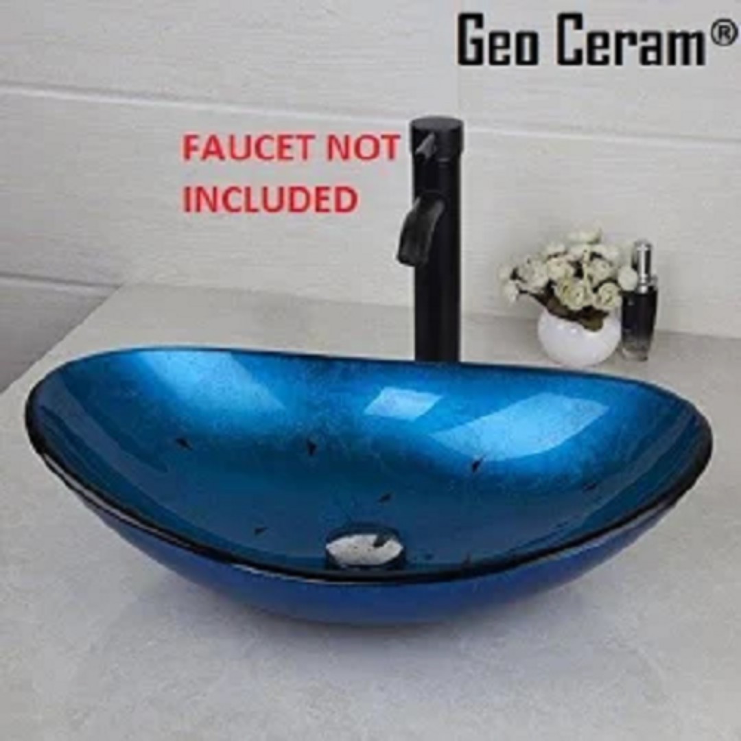 GEO CERAM GC-AE7350 GLASS BASIN, Furniture & Home Living, Bathroom ...