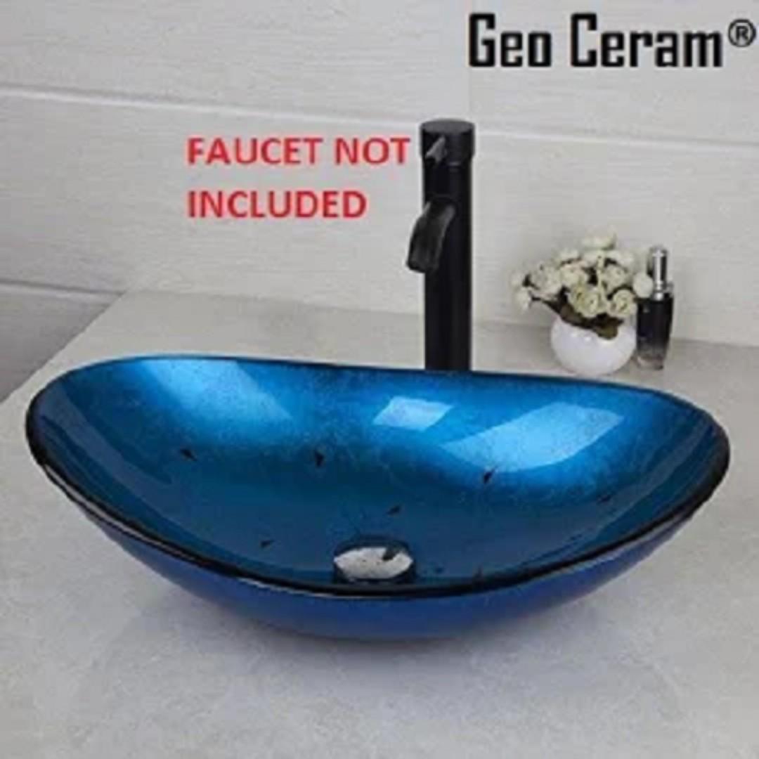 GEO CERAM GC-AE7350 GLASS BASIN, Furniture & Home Living, Bathroom ...
