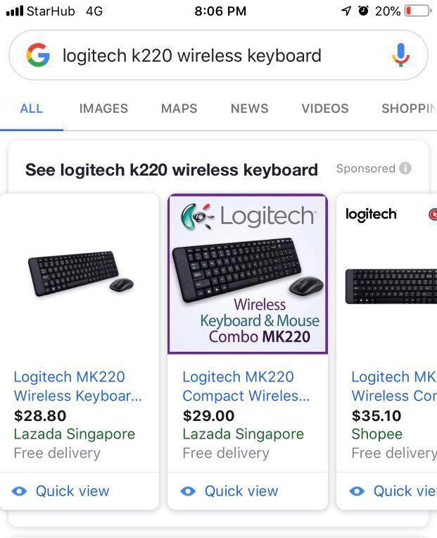 Logitech K220 Wireless Keyboard & Mouse, Computers & Tech, Parts ...