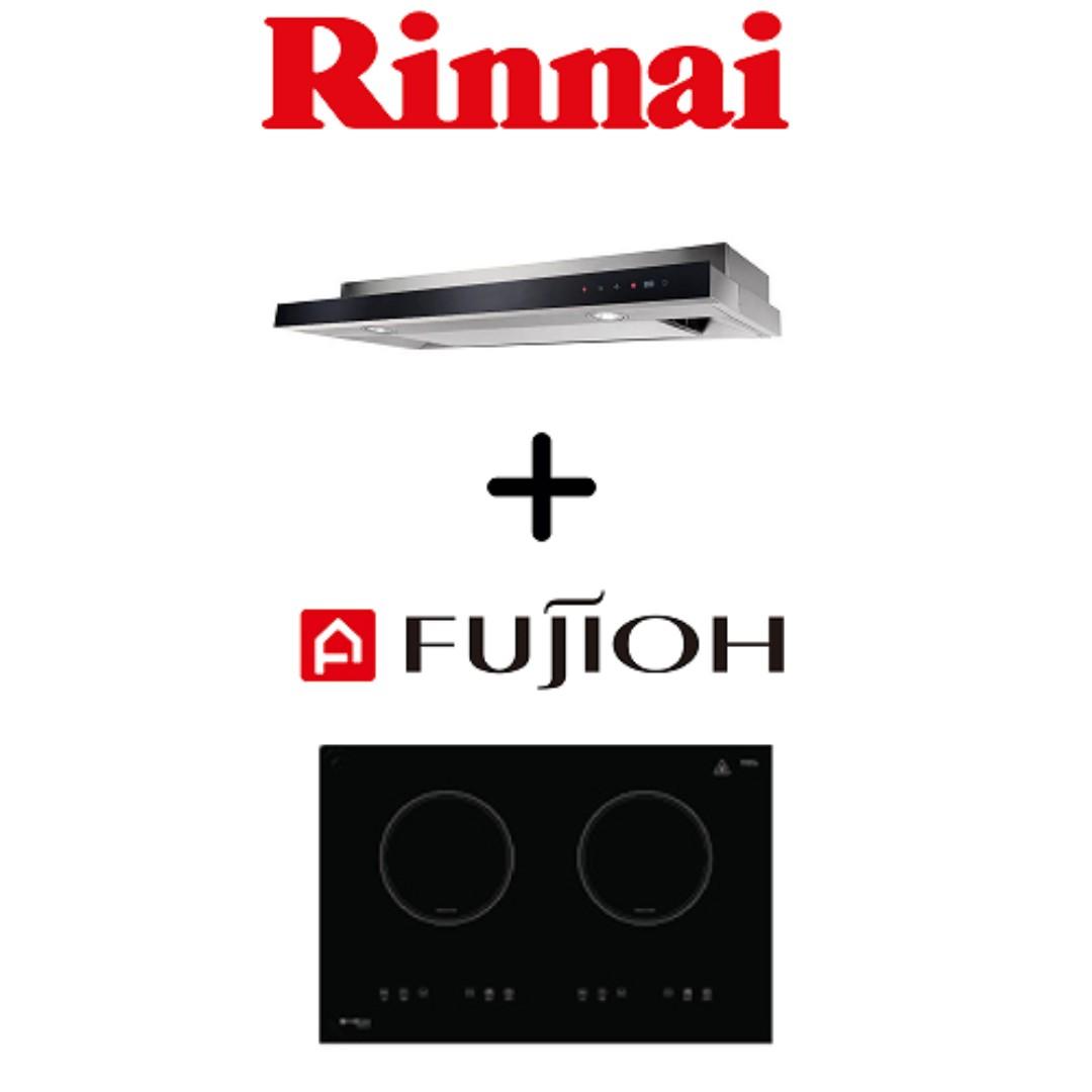 Rinnai RH-S309-GBR-T Slimline Hood With Touch Control + Fujioh FH-ID5120 65CM 2 Zone Induction ...