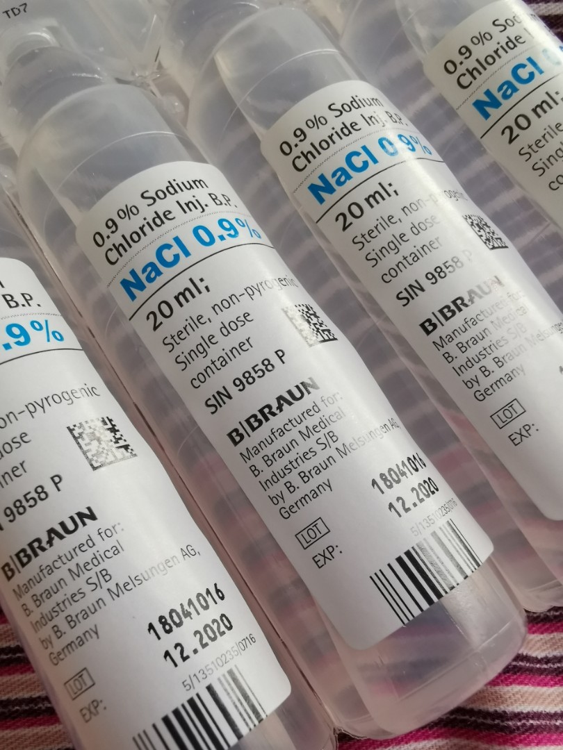 Sodium Chloride NaCl 20ml, Health & Nutrition, Medical Supplies & Tools ...