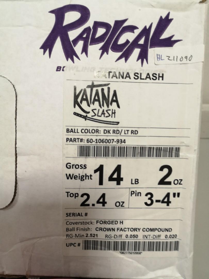 Undrilled 14lbs Radical Katana Slash Bowling Ball, Sports Equipment ...