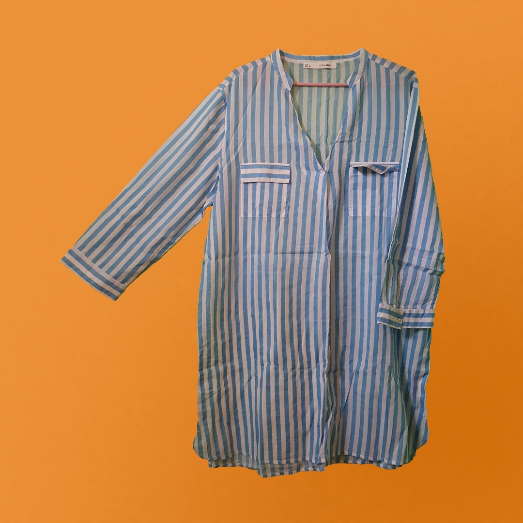 vertical blue striped pattern dress, Women's Fashion, Dresses & Sets ...
