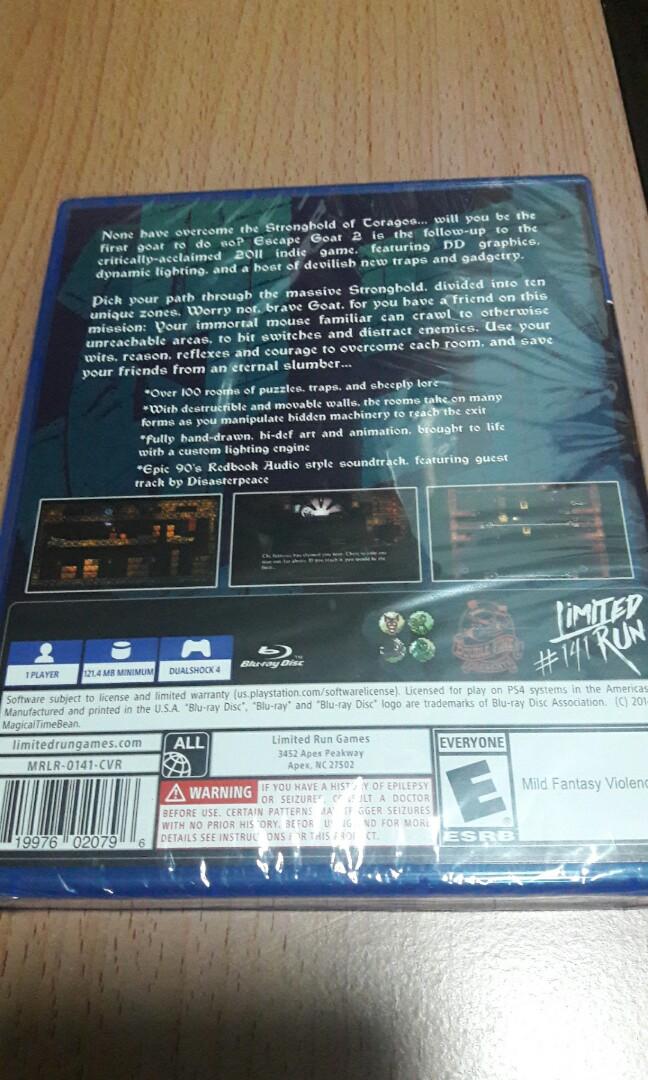 限量版 全新 PS4 Limited Run Game ~ Escape Goat 2, 電子遊戲, 遊戲機配件, 遊戲禮物卡及帳戶 ...