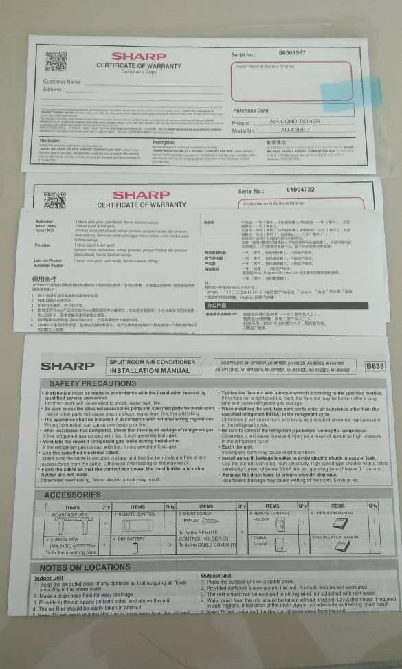 Aircond 1HP Sharp Inverter AHX9UED, Furniture & Home Living, Furniture ...