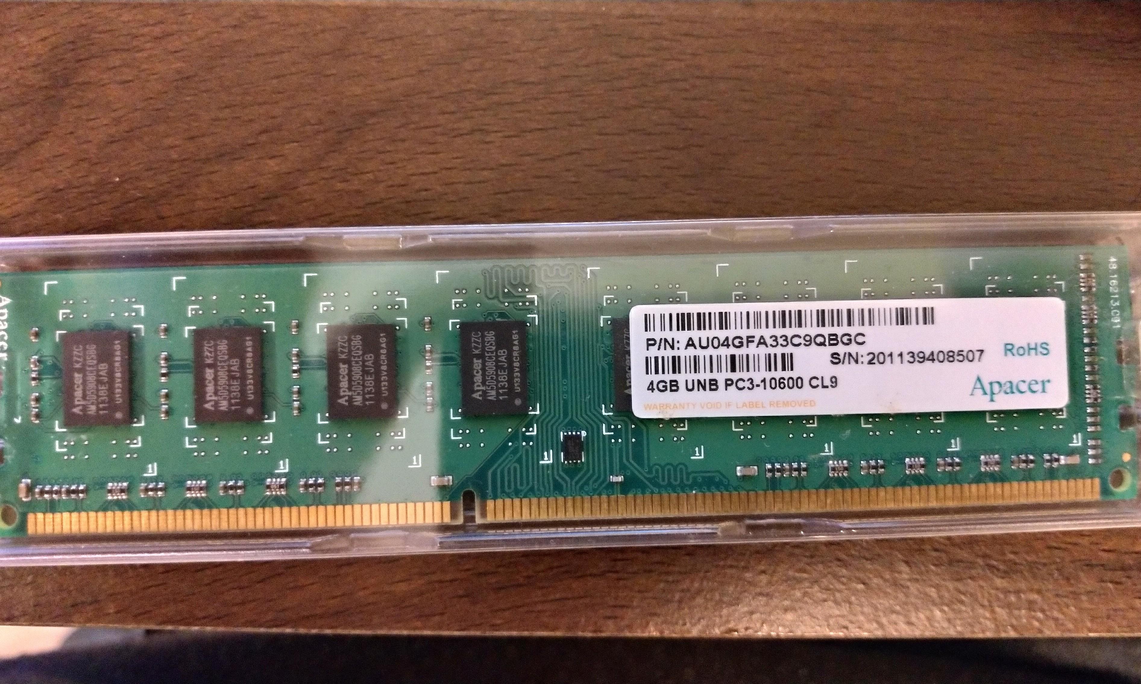 Apacer 4g DDR3 1333雙面顆粒 全新 UNB PC3 -10600 CL9 可面交 桌上型專用, 電腦及科技產品, 電腦周邊 ...