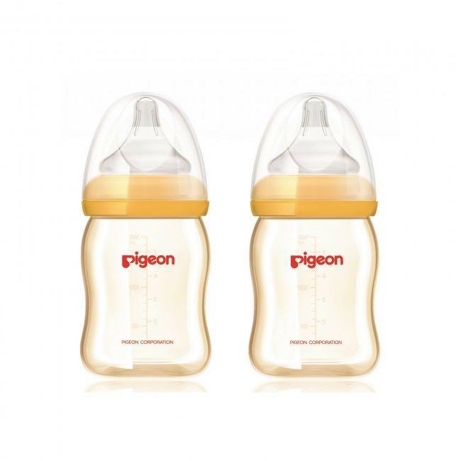 Brand New Pigeon SofTouch Peristaltic PLUS Wide Neck PPSU Bottle Orange Twin Pack 160ml, Babies ...