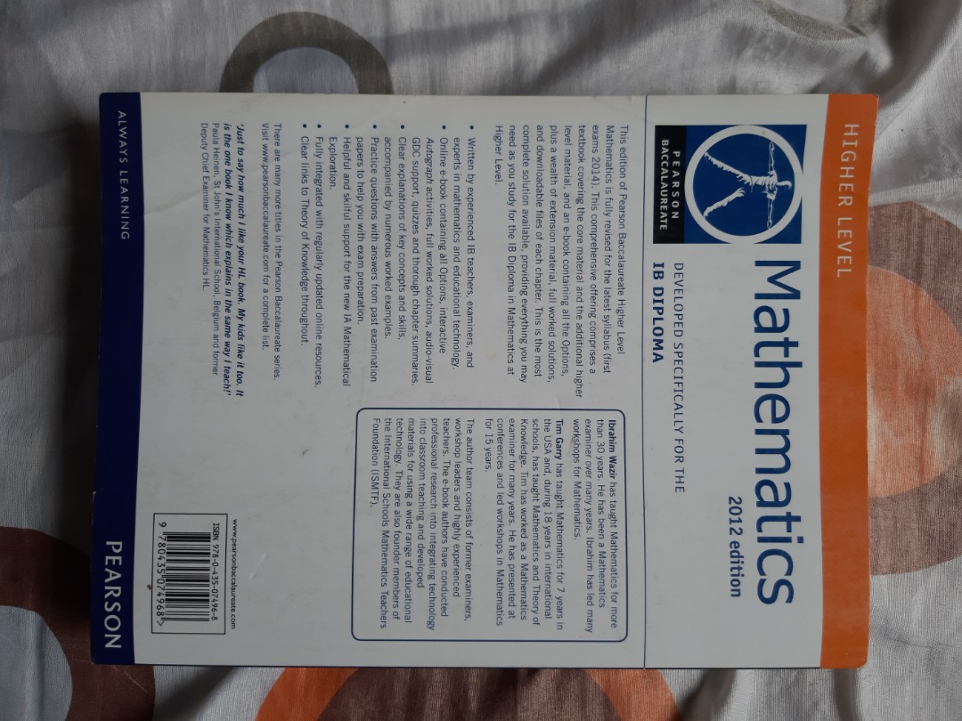 HL Mathematics PEARSON IB Textbook, Hobbies & Toys, Books & Magazines ...