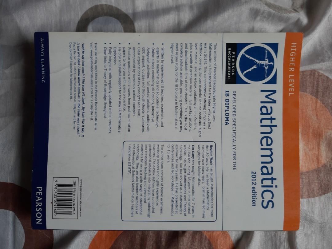 HL Mathematics PEARSON IB Textbook, Hobbies & Toys, Books & Magazines ...