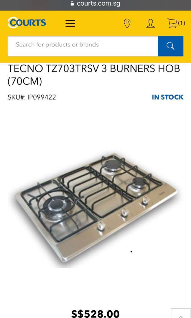 Tecno Cooker built-in Hob 3-burner Stainless Steel still relatively NEW ...