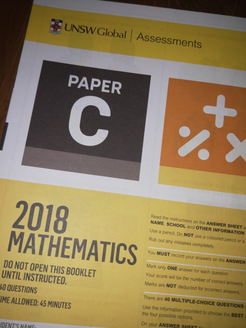 UNSW Global ICAS Paper C Primary 4 Mathematics 2018 on Carousell