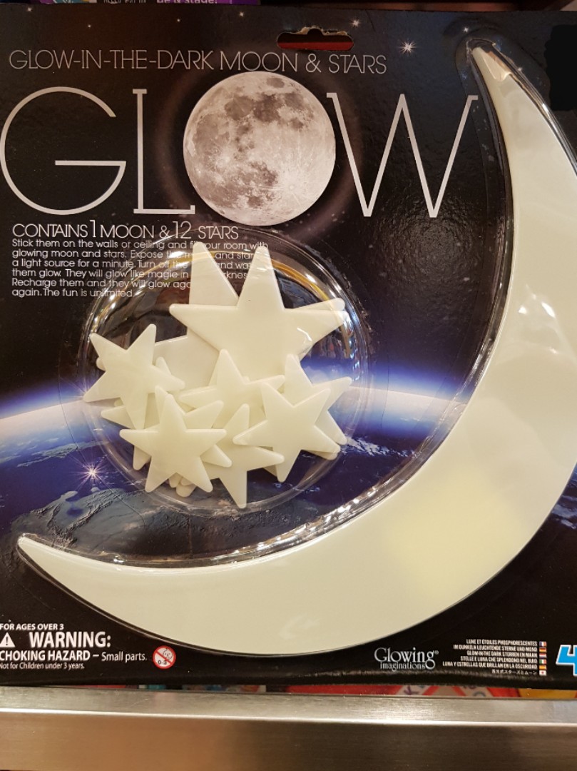 GLOW IN THE DARK MOON AND STARS (UNIQUE), Hobbies & Toys, Stationery ...