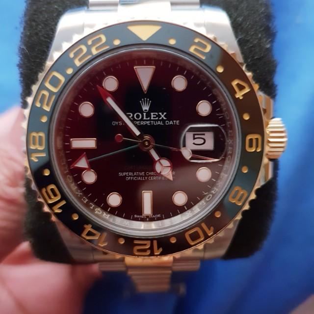 LNIB HALF GOLD GMT MASTER II, Luxury, Watches on Carousell