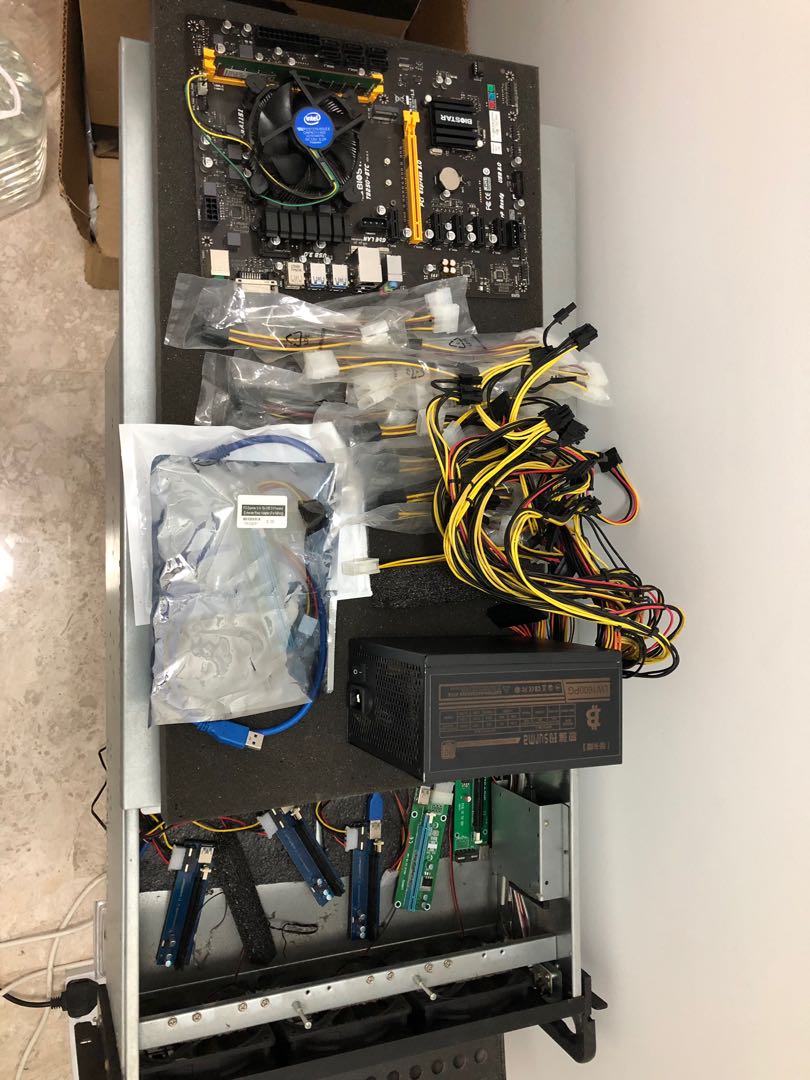 Mining rig parts - case 6 GPU with power supply and extra, Computers ...