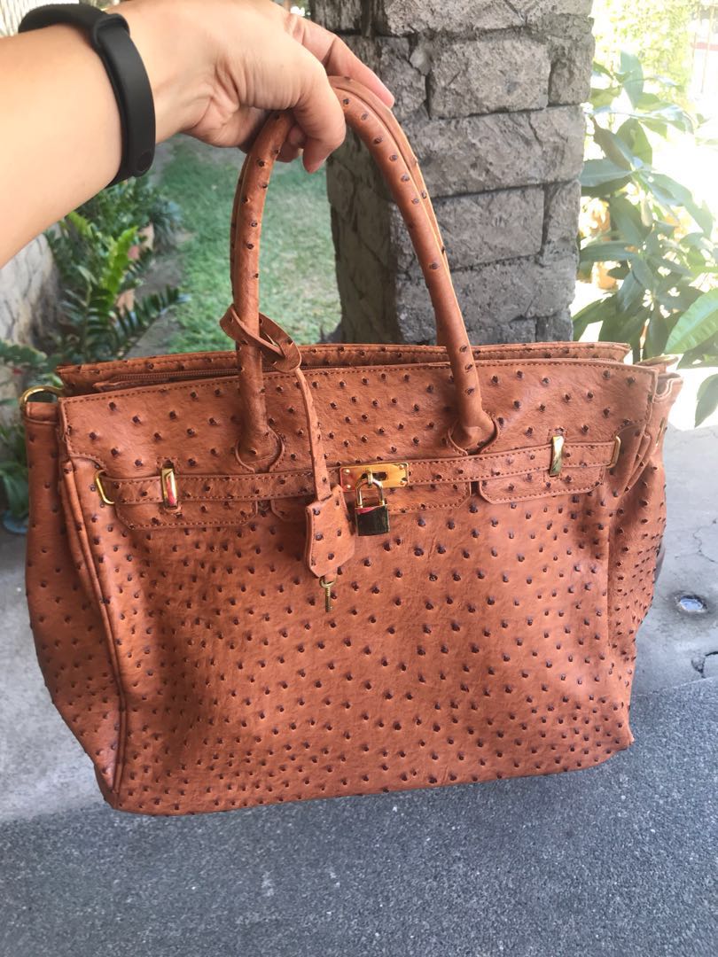 Faux Ostrich Skin Birkin Inspired Handbag, Women's Fashion, Bags ...