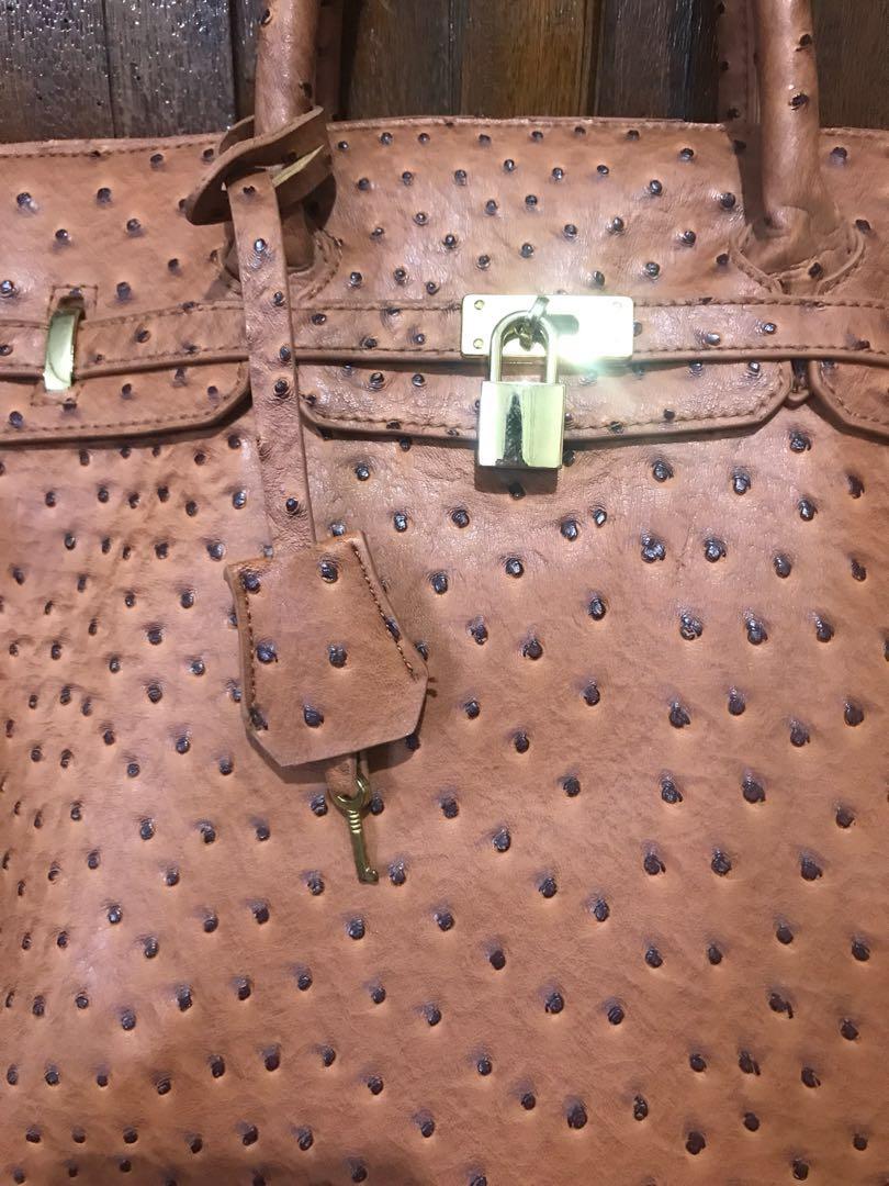 Faux Ostrich Skin Birkin Inspired Handbag, Women's Fashion, Bags ...