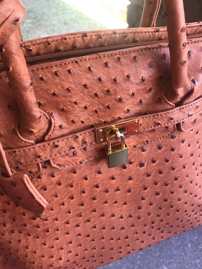 Faux Ostrich Skin Birkin Inspired Handbag, Women's Fashion, Bags ...